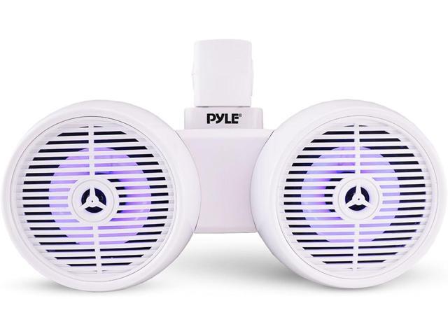 Pyle 6.5 Dual Marine Wakeboard Speaker System with Led Lights  Water Resistant  White - White