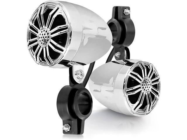 Pyle 2.25 Waterproof Motorcycle Box Speakers  Compact Off-Road System  Chrome - Silver