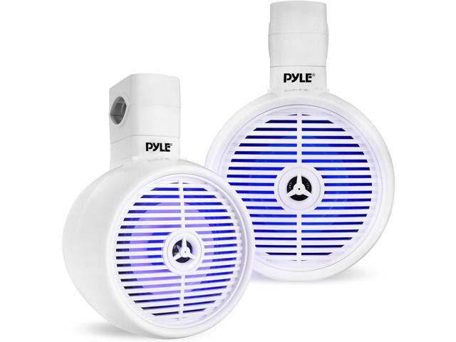 Pyle 6.5 Marine Wakeboard Speaker System with Built-in Led Lights  200W  White - White