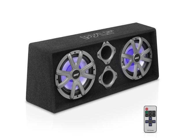 Pyle Dual Subwoofer Box System  8 Vented Enclosure  800W Max  Led Lights - Black