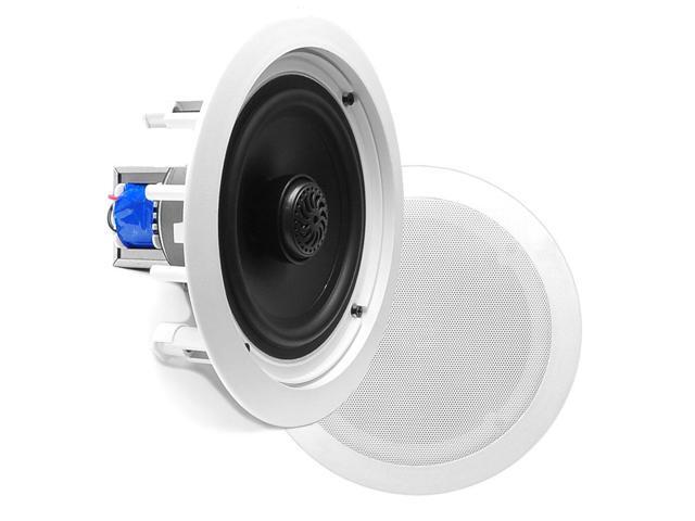 Pyle PDIC60T 6.5" In-Wall/In-Ceiling 2-Way Stereo Speakers with 70V Transformer - Flush Mount  White  Pair - White