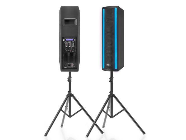 Pyle Portable Bluetooth Pa Speaker System - 3-Way Active & Passive Outdoor Bluetooth Speaker Portable Pa System w/ Microphone In  Party Lights  Fm Rad