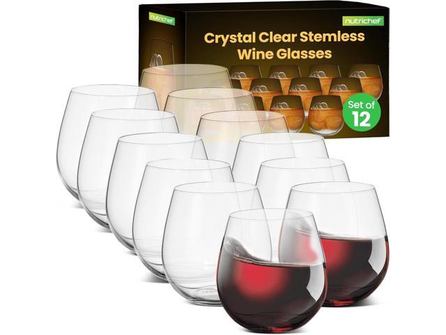 Click here for NutriChef Crystal-Clear Stemless Wine Glasses - 12... prices