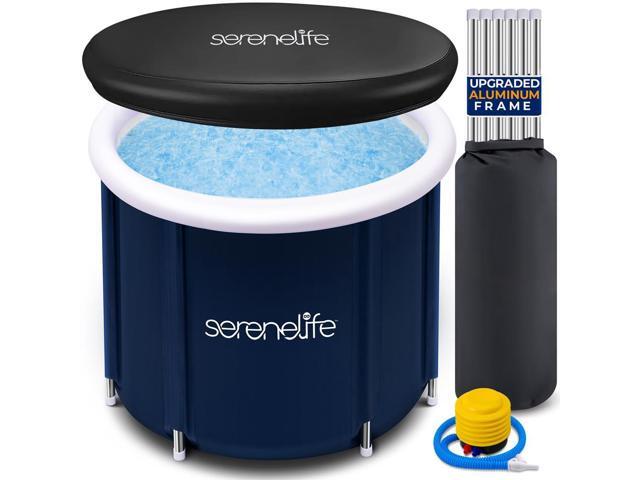 SereneLife Inflatable Cold Plunge Tub with Insulated Design and Neck Support  Black - Black