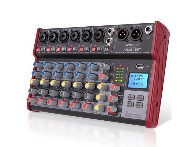 Pyle 8-Channel Bluetooth Studio Dj Mixer with Usb & Phantom Power - PMX848BT - Red