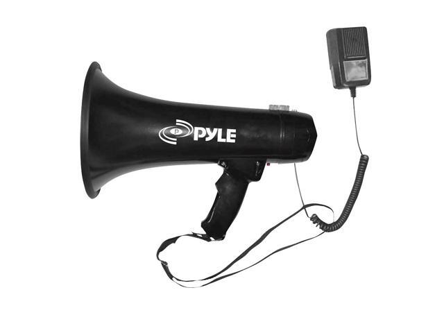 Pyle Megaphone Bullhorn with Aux Input for MP3/Music  Automatic Siren  40 Watt - Black