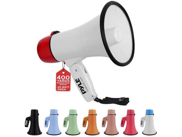 Pyle Portable Megaphone with Siren  20 Watt Power  Aux Input for MP3  Automatic Siren  Lightweight - White