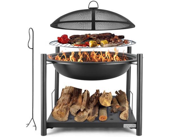 Click here for SereneLife 26 Steel Outdoor Wood Fire Pit with Gri... prices