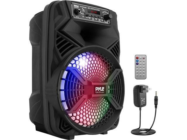 Pyle 8” Bluetooth Portable Pa Speaker With Rechargeable Battery  Party Lights & Fm Radio  300 Watt - Black