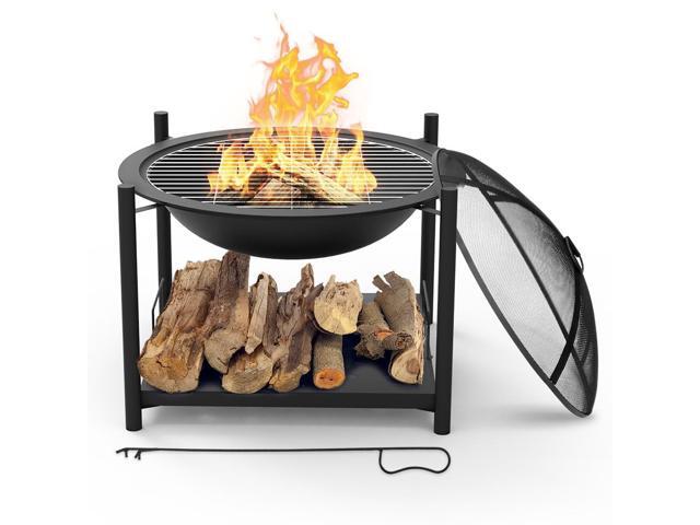 Click here for SereneLife Outdoor Wood Fire Pit - 26 Steel BBQ Gr... prices