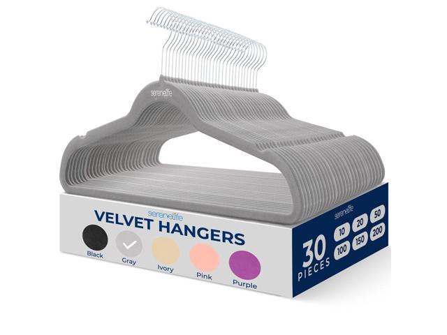SereneLife 30 Pack Velvet Hangers - Non-Slip  360° Swivel Hook - Ultra-Thin  Lightweight  Space Saving for Shirts  Sweaters  Hoodies  Kids Clothe