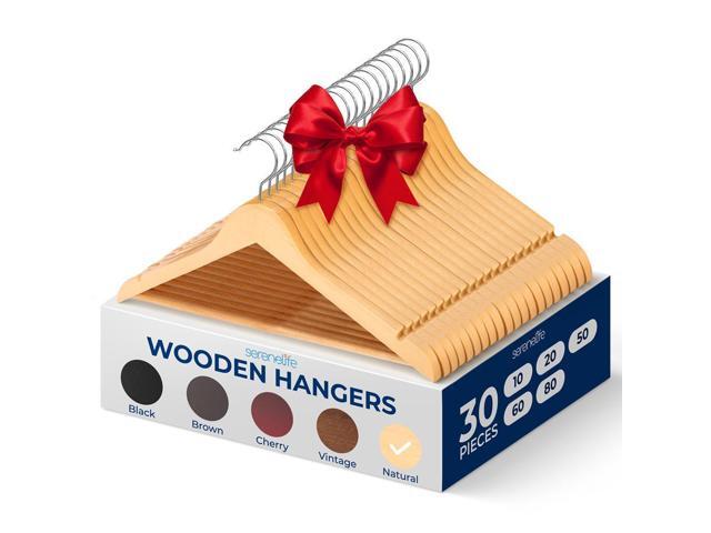 Click here for SereneLife 30 Pcs Wooden Non-Slip Clothes Hangers... prices