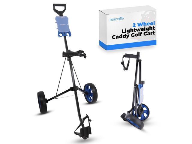 SereneLife Foldable 2-Wheel Golf Push Cart  Steel Pull Cart - Black