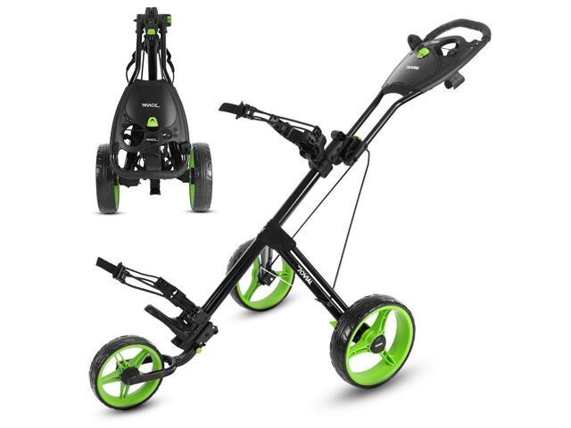 Jovial Foldable 3-Wheel Junior Golf Pull Cart with Scorecard Holder - Black