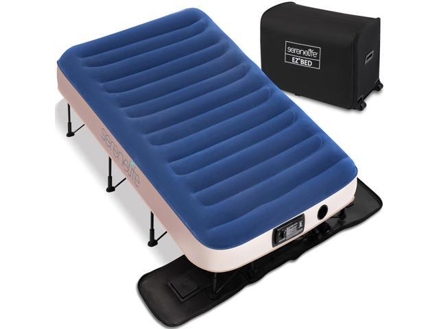 SereneLife Premium Raised Airbed With Steel Frame and Built-In Pump (Twin) - Blue