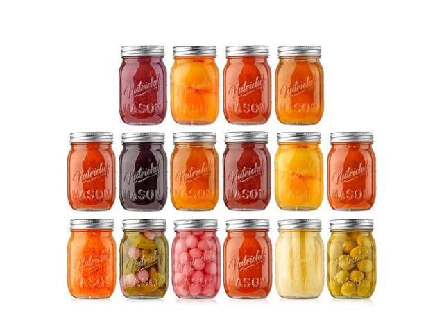 Click here for NutriChef 16-Pack 16 oz Mason Jars with Lids - Thi... prices