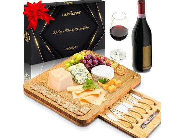 Click here for NutriChef 13 Round Bamboo Charcuterie Board SetExt... prices