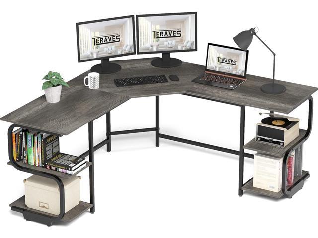 Click here for Teraves Modern L Shaped Desk with Shelves 64.84 Ga... prices