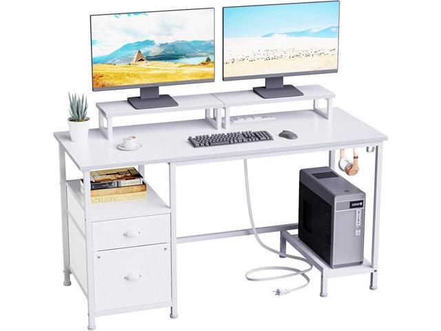 Click here for Furologee White Computer Desk with Drawer and Powe... prices