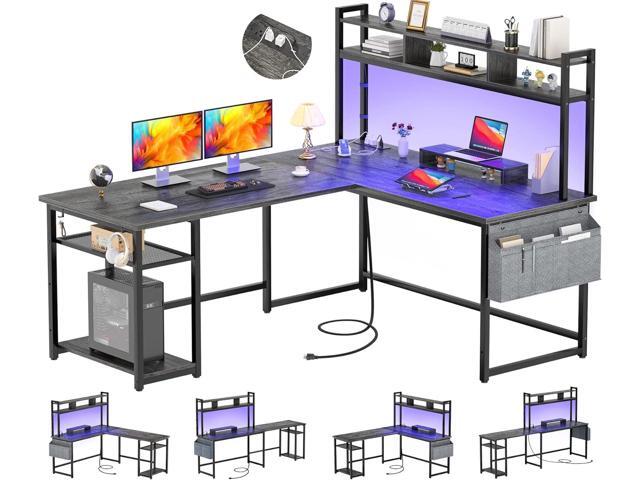 Click here for Aheaplus L Shaped Desk with Power Outlet & LED Str... prices