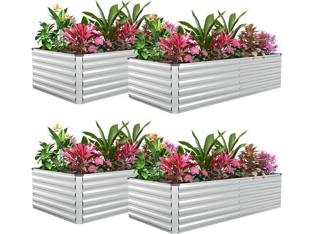 Click here for FOOWIN 4pcs 8x4x2ft Galvanized Raised Garden Bed... prices