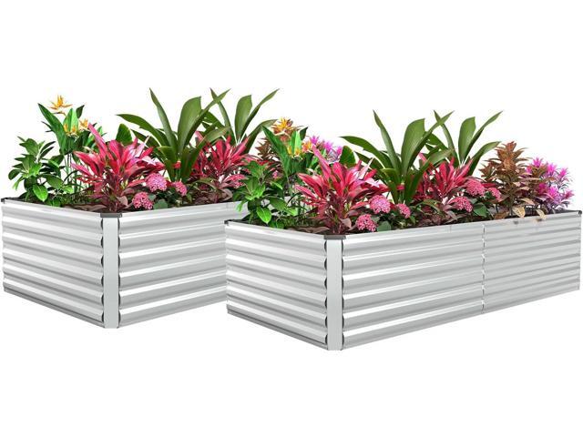 Click here for FOOWIN 2pcs 8x4x2ft Galvanized Raised Garden Bed... prices