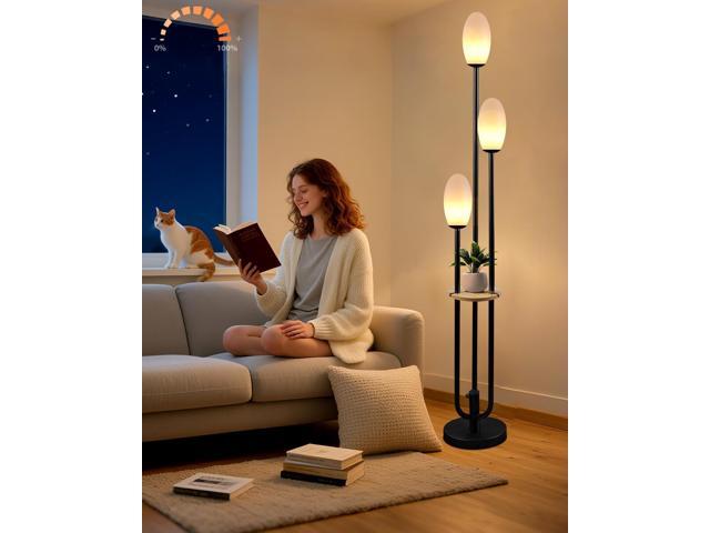 Click here for Lightdot Black Dimmable Floor Lamp with Table  63I... prices