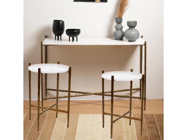 Click here for Expobazaar Marble Top Console with 2 Side Tables prices