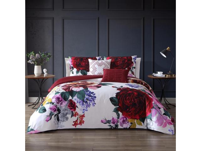 Click here for Bebejan Magenta Floral 100 Cotton Sateen 5 Piece Q... prices