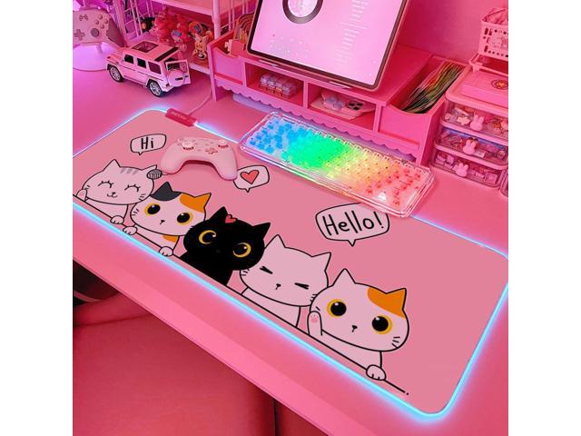 Click here for JMIYAV Pink Kawaii Cat RGB Gaming Mouse Pad 31.5x1... prices