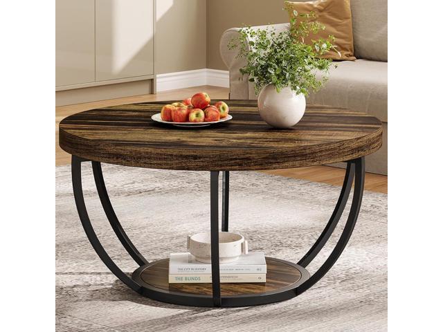 Click here for Tribesigns Round Coffee Table  31.7 Wooden 2-Tier... prices