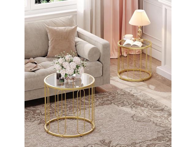 Click here for HOOBRO Small Coffee Table Set of 2  Gold Accent En... prices