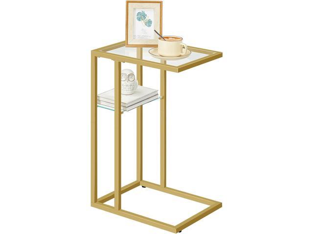 Click here for HOOBRO C Shaped End Table  Tempered Glass Snack Si... prices