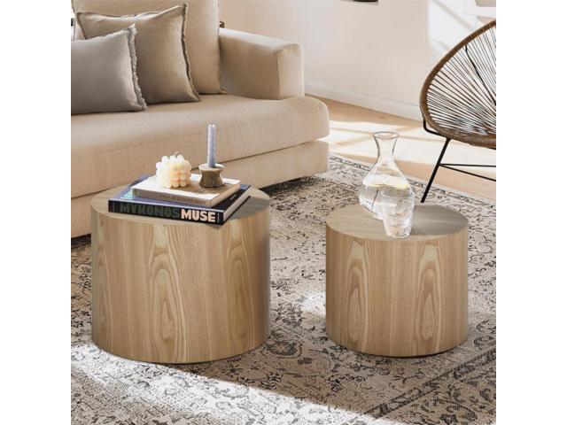 Click here for Nesting Coffee Table Set of 2  Wood Round Coffee T... prices