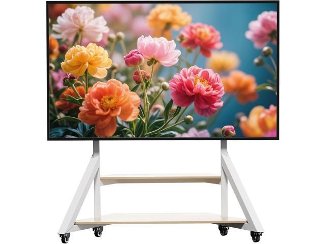 Click here for unho White TV Floor Stand with Wheels Shelves for... prices
