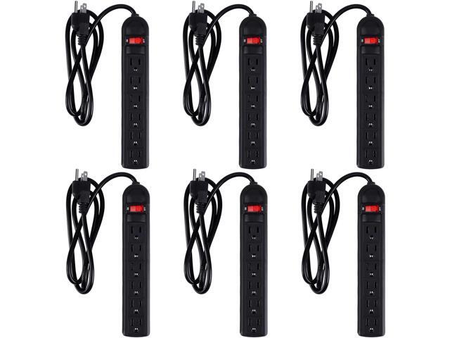 Click here for 6 Pack 6 Outlet Power Strip 4 ft Flat Plug Surge P... prices