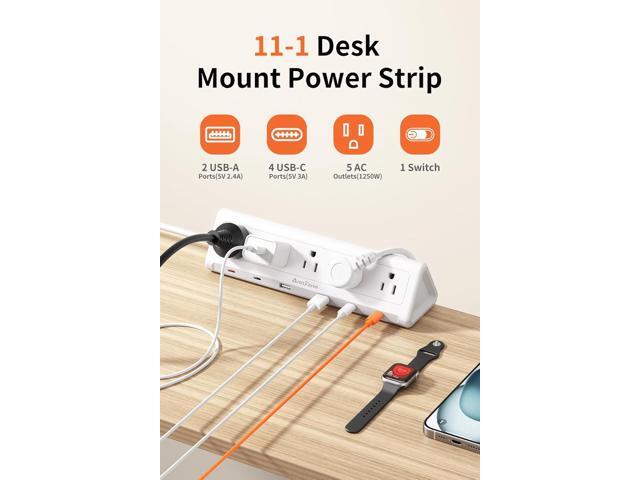 Click here for 6.5 FT Desk Clamp Power Strip with 5 AC Outlets &... prices