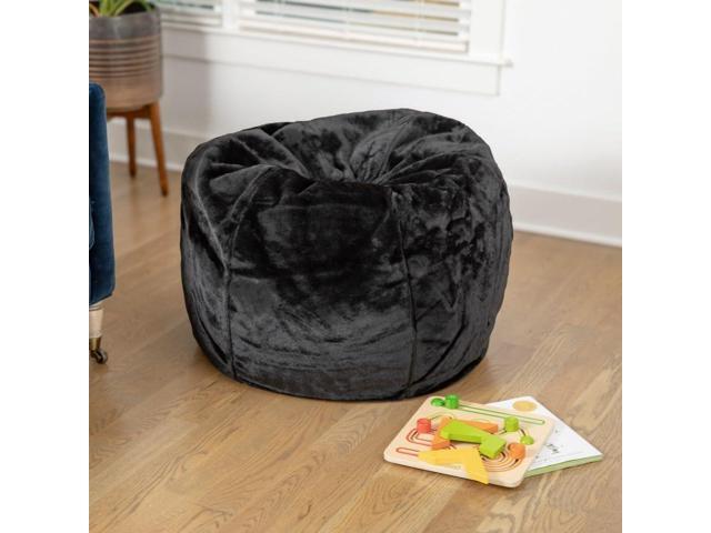 Flash Furniture Dillon Small Black Furry Bean Bag Chair for Kids and Teens