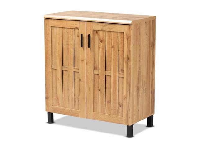 Baxton Studio Patterson Modern and Contemporary Oak Brown Finished Wood 2-Door Kitchen Storage Cabinet
