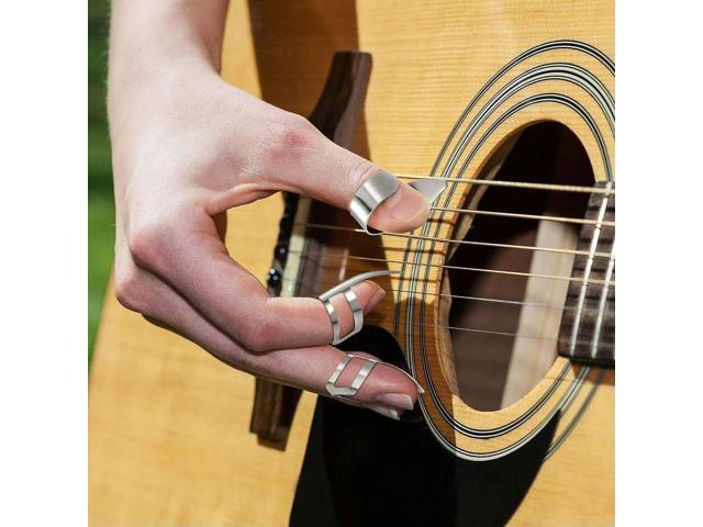 Click here for 8Pcs Guitar Thumb Finger Picks Stainless Steel Gui... prices