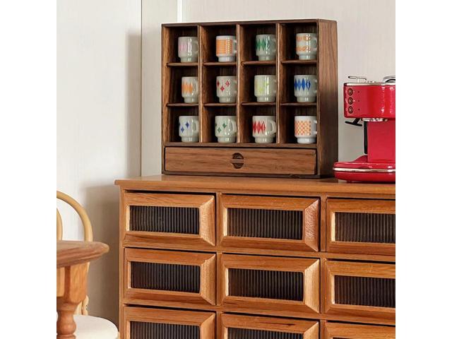 Click here for 1/6 Cup Holder Storage Rack Solid Wood Mini Bookca... prices