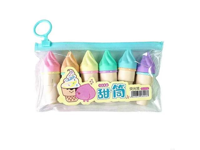 Click here for 6pcs Mini Highlighter Pen Cartoon Ice Cream Fluore... prices