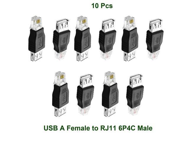 Click here for 10pcs USB 2.0 Type A Female To RJ11 4 Pin 6P4C Mal... prices