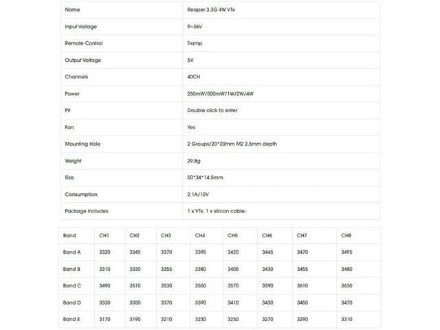 Click here for REAPER EXTREME 3.3G 4W VTX 40CH FPV Video Transmit... prices