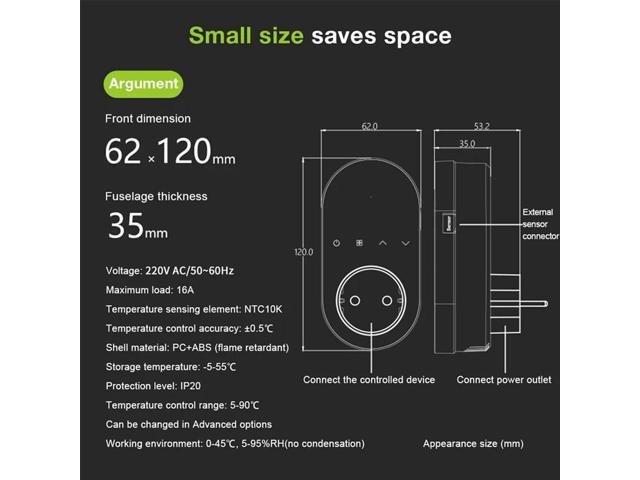 Click here for Digital Energy Plug LED Thermostat Plug Outlet 16A... prices