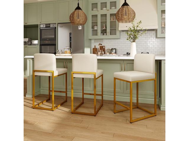 Click here for MAISON ARTS Off White & Gold Bar Stools Set of 3... prices