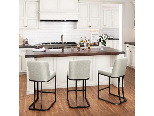 Click here for PHI VILLA Light Grey Bar Stools Set of 3  Faux Lea... prices