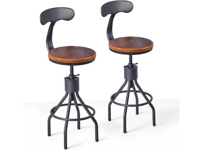 Click here for Set of 2 Industrial Bar Stools with Backrest 23-33... prices