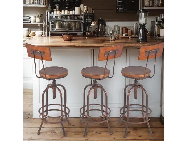 Click here for Set of 2-Industrial Bar Stools-Swivel Wooden Seat-... prices