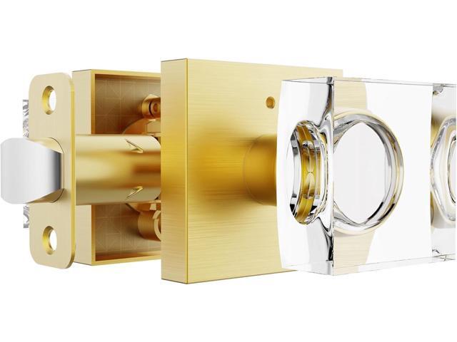Click here for Brushed Gold Door Knob Privacy Crystal Glass Inter... prices